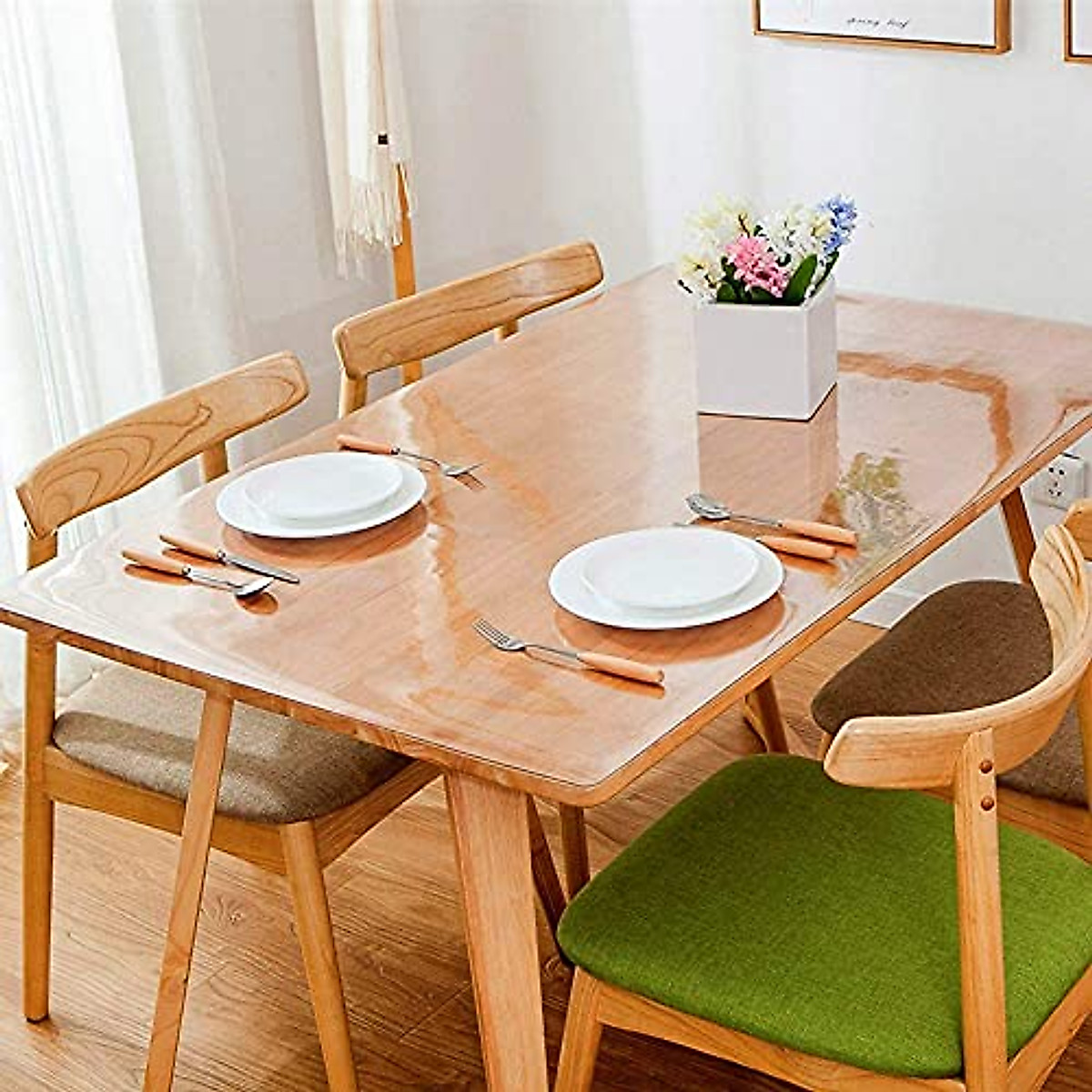 VALLEY TREE 24 x 48 Inch Clear Table Cover Protector,1.5mm Thick PVC Plastic Desk Mat, Tablecloth Clear Desk Protector, Waterproof Table Pad Mat for Dining Table Office Desk