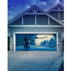 Spirit Halloween Snowman Garage Double Door Cover | Outdoor Decoration | Durable & Easy-to-Use | Halloween Décor