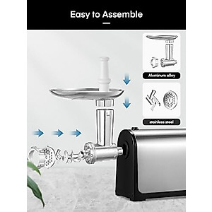 Electric Meat Grinder, 2600W Max Meat Grinders for Home Use, HOUSNAT 3 in 1 Heavy Duty Meat Mincer with 2 Blades and 3 Plates, Sausage Stuffer Tube & Kubbe Kit, Stainless Steel