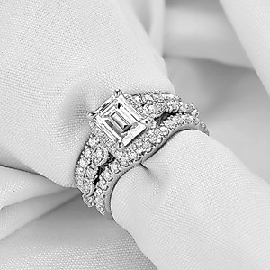 DovEggs Moissanite Enhancer Wedding Band for Women,Moissanite Eternity Half Band,0.85ctw GH Color Round Cut Moissanite Lab Grown Diamond Engagement Ring Anniverasry 14K Gold Quality Sterling Silver (8)