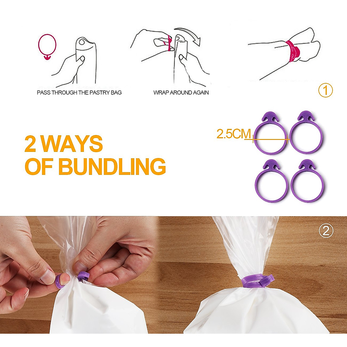 100 Pack Pastry Bags Thickened 18 inch Disposable Decorating Icing Piping Bags with 4 Icing Bag Ties, for Cookie/Cake Decorating Supplies