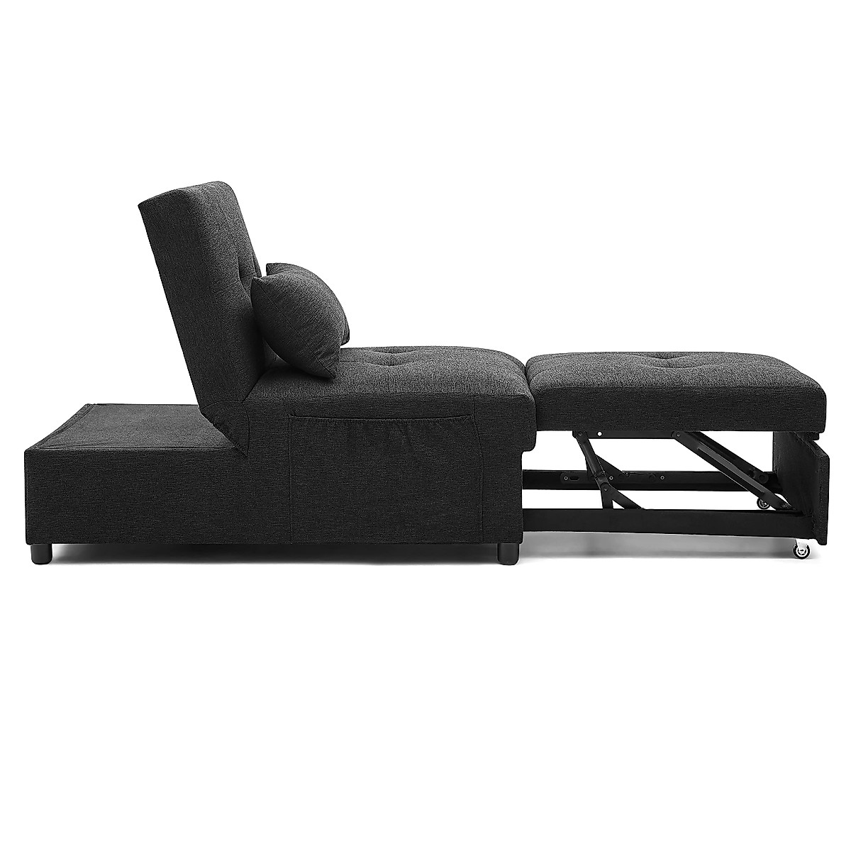 HomSof Folding Sleeper Sofa Bed,4 in 1 Function,Work as Ottoman,Chair Chaises Longues, Black