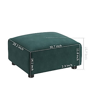 LLappuil Modern Modular Sectional Living Room Sofa Set, Low Back Minimalist Style Couch, Soft Fabric 6 Seater Oversized 138.4" U Shaped Sofa, Dark Green + Aqua Blue