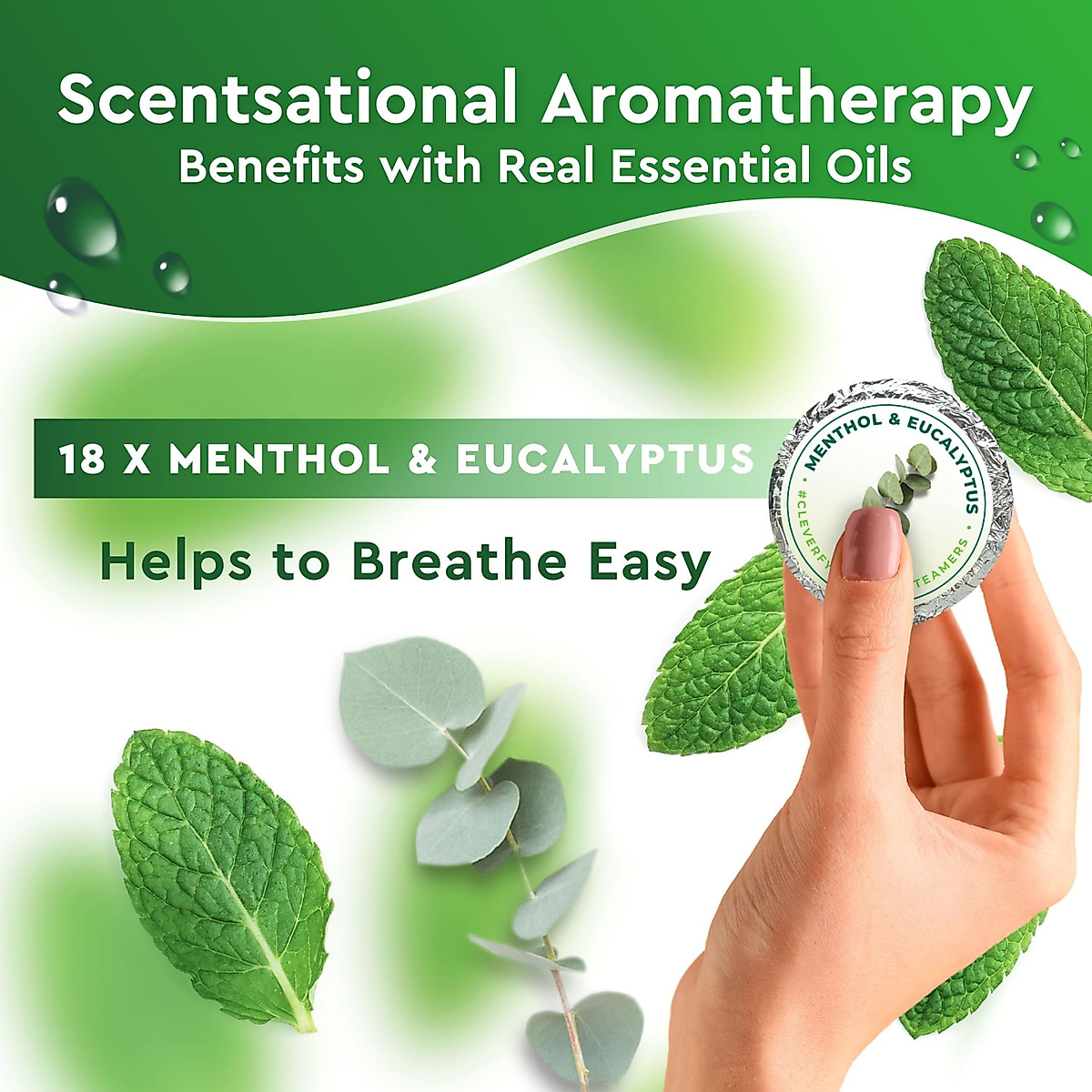 Cleverfy Shower Steamers Aromatherapy - Stocking Stuffers for Women and Teens and Christmas Gifts for Women. 18 Pack of Eucalyptus & Mint Shower Bombs for Relaxation and Nasal Congestion.