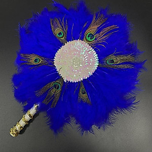 African Custom Wedding Fan with Feather Fan with DIY Handmade Feather Newborn Photography Props Feather Fan for Party Wedding