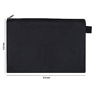 Sun Life Style Zipper Bag - Set Of 3 - Carry All Pouch To Organize Travel Toiletries Pens Cosmetics (9.5 x 6.5, Black)