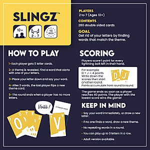 Blue Orange - Slingz – Fast-Paced Family Card Game for Kids, Teens, Adults, and College Students | Fun Categories Party Game for Gam Nights, Holidays, and Travel | 2–7 Players