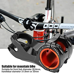 Stem, Lightweight Mountain Bike 17 Degree Alunimium Alloy Bike Tube Stem 31.8mm Replacement (Black)