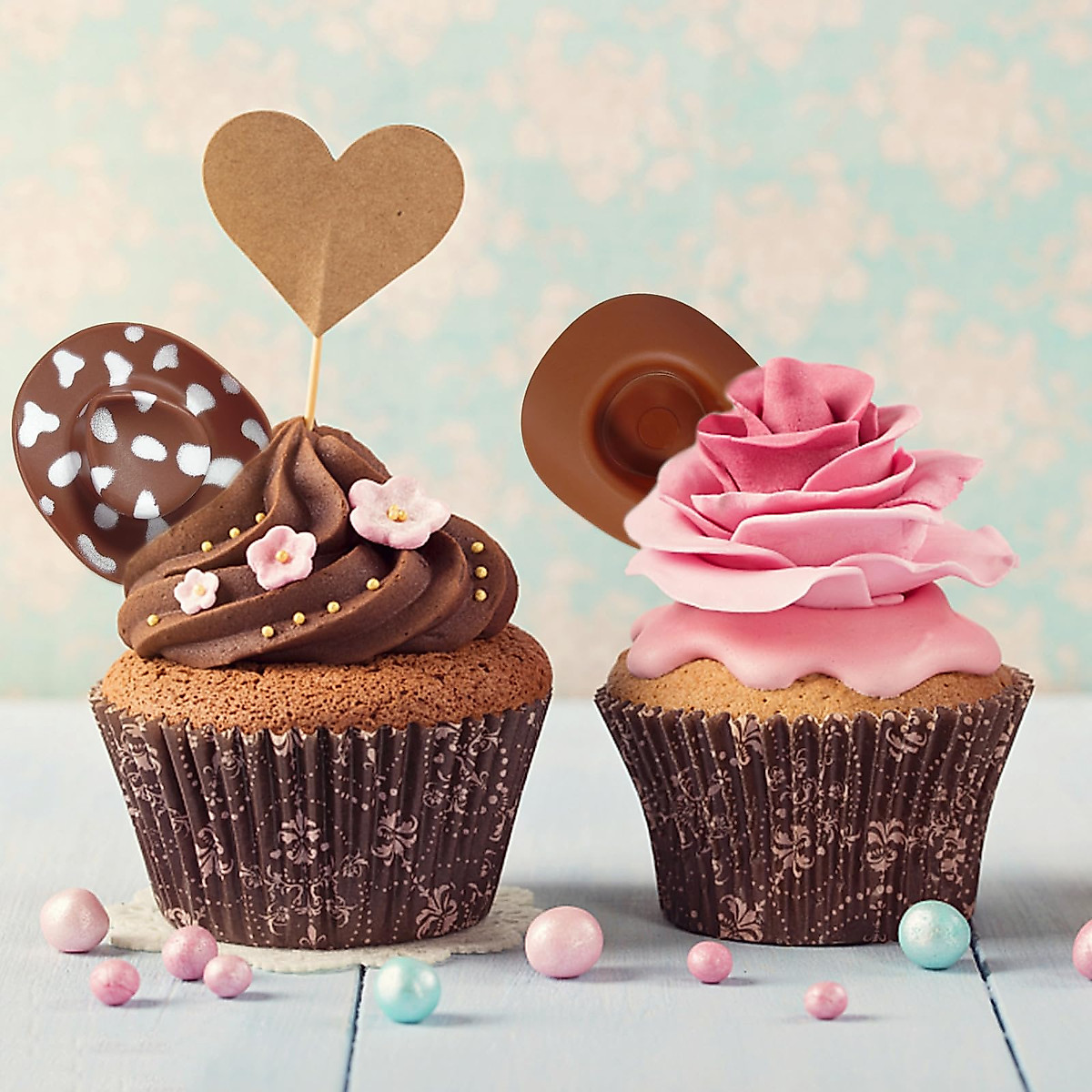 20 Pieces Mini Western Cowboy Hat Cowgirl Hat Doll Hats Plastic Cute Doll Hats Decoration Accessories for Party (Brown Dairy Cow)