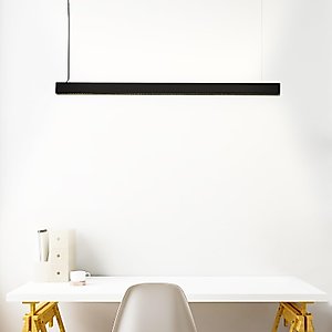 SCON 4FT 30W LED Black Deep Anti-Glare Linkable Pendant Light,1600LM UGR<10 0-10V Dimmable Linear Office Light,3000K-4000K-5000K Switchable Shop Light,Hanging Light for Kitchen/Dining Room/Workshop