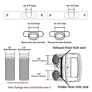 gulrear Dual Hose Portable Air Conditioner Window kit, Window Seal Plates Suitable for Portable AC vent kit Adjustable Length from 25" to 59" for 5.9" Diameter Exhaust and Intake Outlet Portable AC