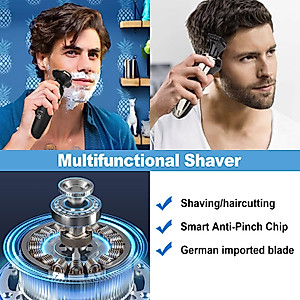 Electric Razor for Men,Electric Shavers for Men IPX7 Waterproof Mens Shaver Rechargeable with Beard Trimmer, 4 in 1 3D Rotary Mens Razor Shaver Kit Cordless Shaving Machines for Husband Father Gift