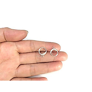Adabele 100pcs Hypoallergenic Round Huggies Earring Hooks Leverback Earwire 14mm Long Sterling Silver Plated Brass Connector CF262-1