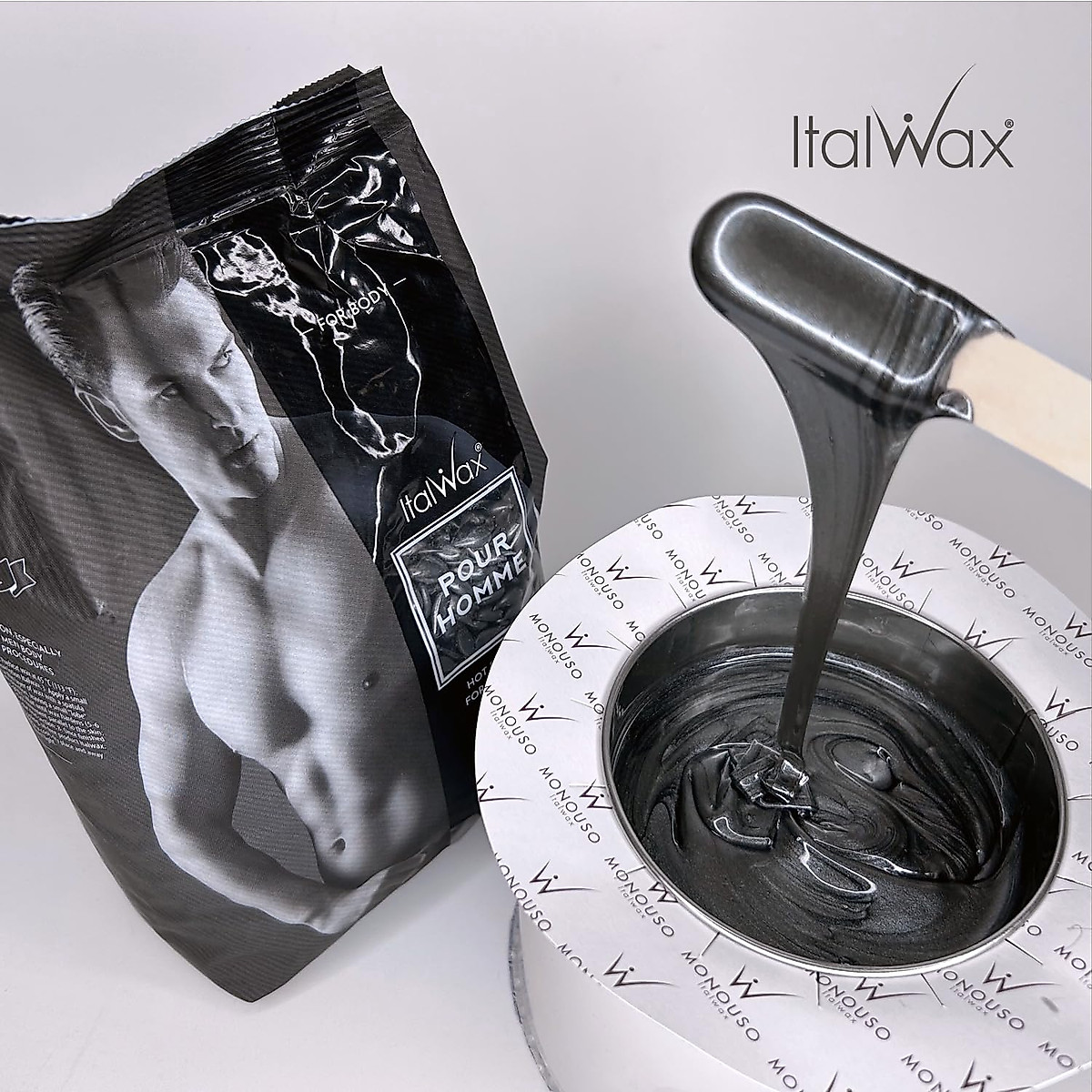 Italwax Pour Homme - 1kg / 2.2lb - Hard wax beads for hair removal - Special for man - Natural formulation - Easily removes coarse hairs - Ideal for barber shops
