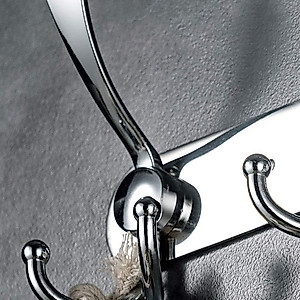 JOSHNESE Wall Mount Coat Hooks,5 Tri Hooks Heavy Duty Stainless Steel Hook Rail for Coat Hat Towel Robes Mudroom Bathroom Entryway（2 Pack,Silver