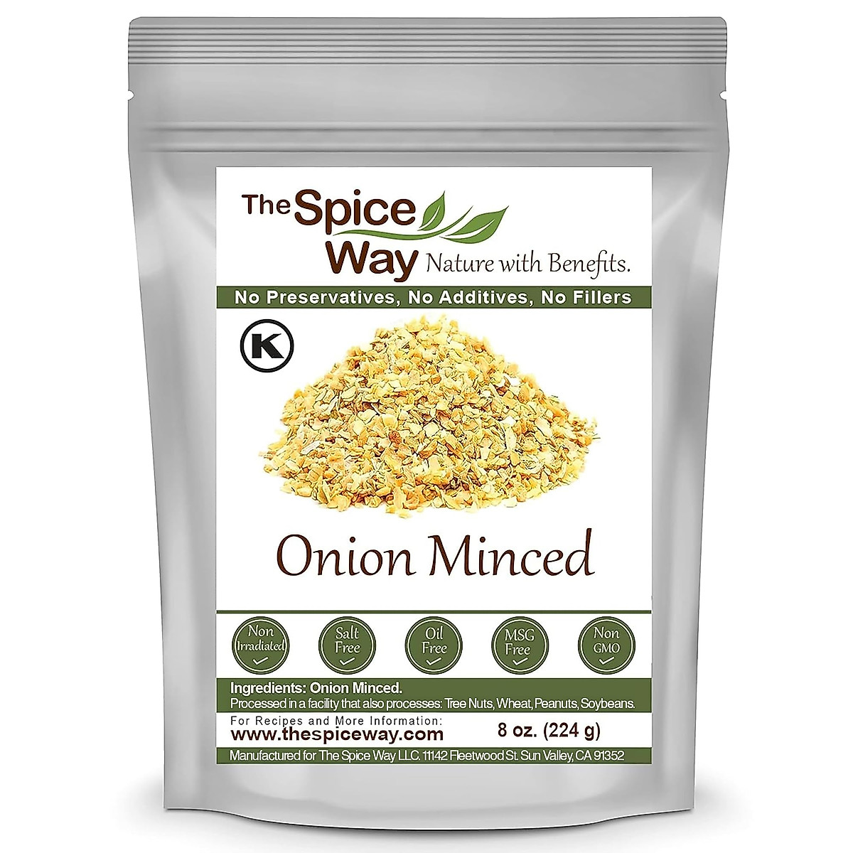 The Spice Way Minced Onion - 8 oz - bulk dehydrated onions flakes more coarse than powder or granules