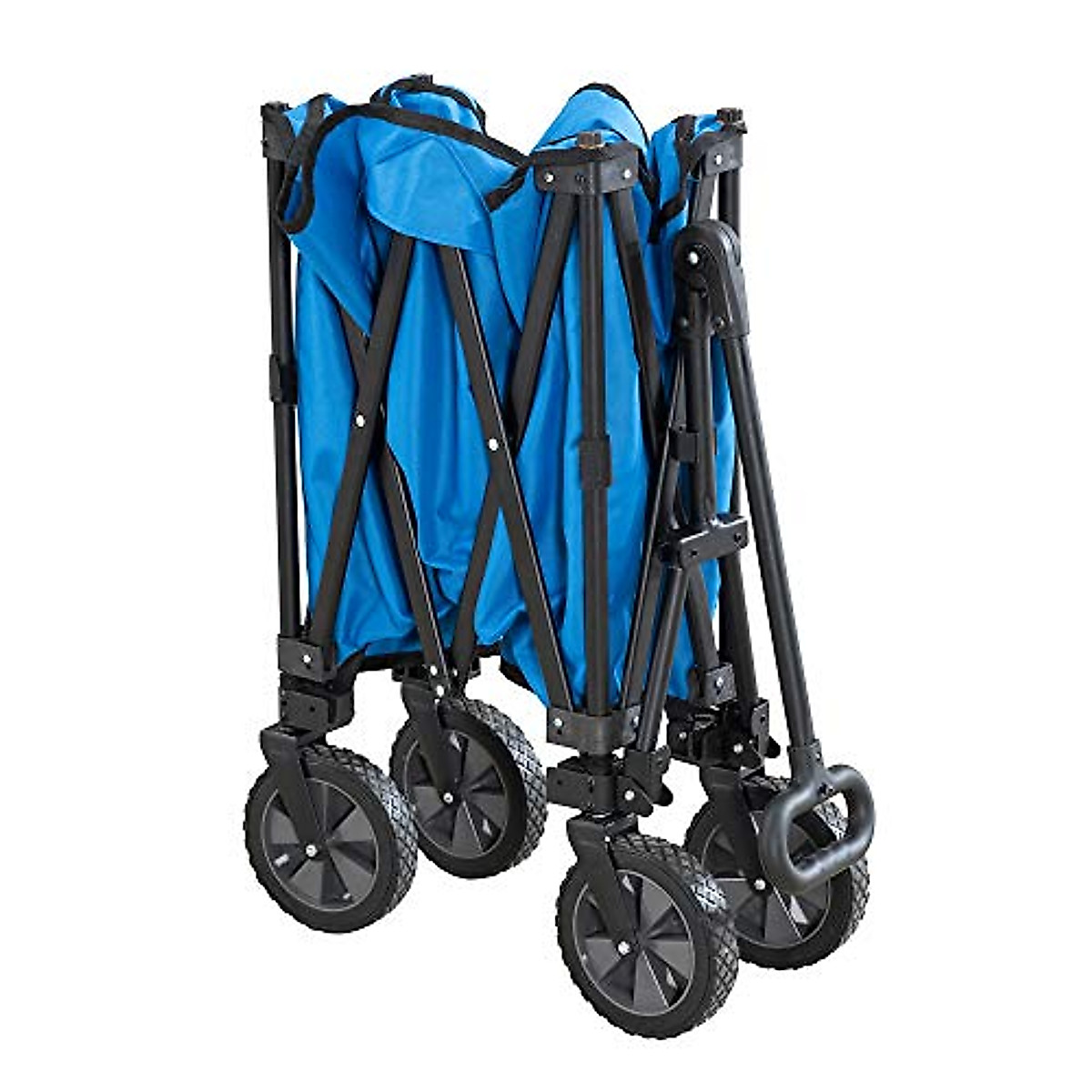 Sunjoy Collapsible Wagon with 255L Large Capacity, Utility Foldable Wagon Cart, Heavy Duty Beach Wagon with Big Wheels, Portable Garden Cart for Camping Fishing Sports Shopping, Blue