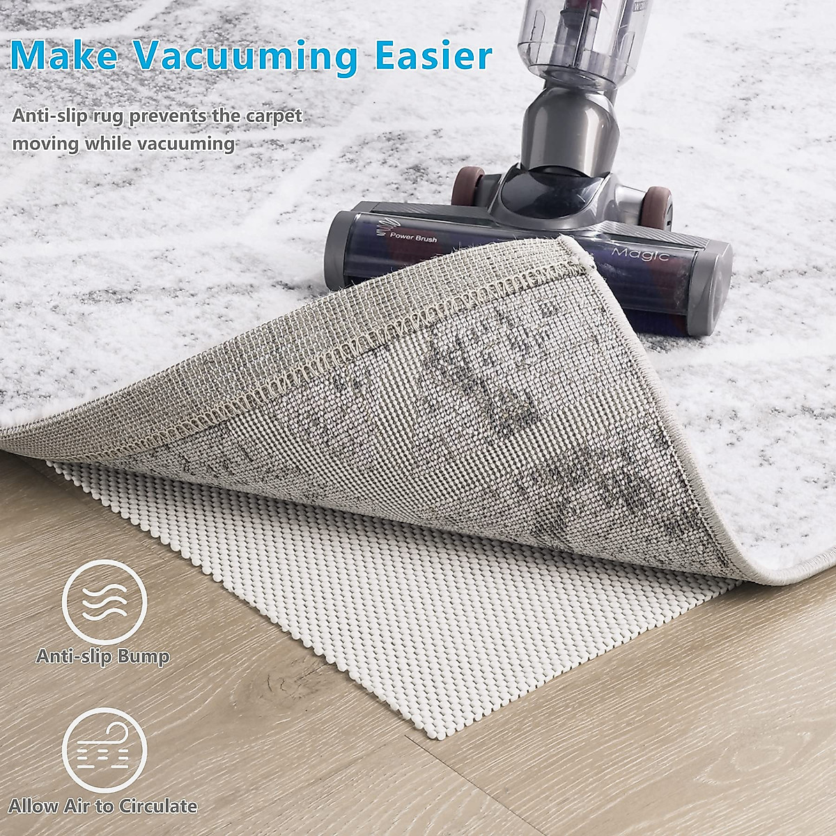 TJWODO Non Slip Area Rug Pads Non Skid Rug Gripper 8x10 Feet Extra Thick Pad Anti-Slip Carpet Rug Mats for Hardwood Surface Floors, Keep Rugs Safe and in Place (8 x 10 Ft)