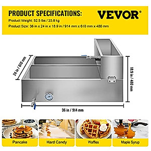 VBENLEM Maple Syrup Evaporator Pan 36x24x18.5 Inch Stainless Steel Maple Syrup Boiling Pan with Valve and Thermometer and Divided Pan and Feed Pan