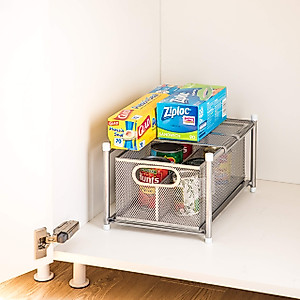 Home Zone Living Under Bathroom Sink Organizer – Sliding Basket, Inside Cabinet Storage
