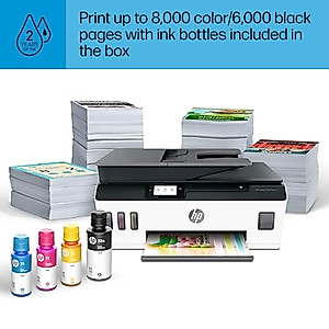 HP Smart -Tank Plus 651 Wireless All-in-One Ink -Tank Printer, up to 2 Years of Ink in Bottles, Auto Document Feeder, Mobile Print, Scan, Copy, Works with Alexa (7XV38A)