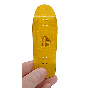 Teak Tuning Wooden Fingerboard Carlsbad Cruiser Deck, Banana Yellow - 34mm x 100mm - Handmade, Pro Shape & Size - Five Plies Wood Veneer - Includes Prolific Foam Tape
