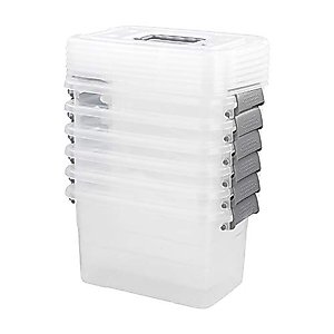 Saedy 5 Quart Latching Box, Great Funtionality Plastic Storage Bin with Lid (6 Packs)