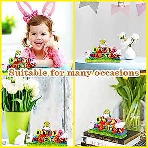 luck sea Easter Decorations Table Centerpiece - Egg Bunny Gnome Figurine Spring Tabletop Decor Home Party Ornament Gift (Hand Painted)