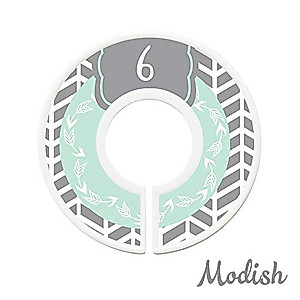Modish Labels Kids Clothes Size Dividers, Clothes Organizer Kids, Closet Size Dividers, Closet Organizer System, School Clothes, Gender Neutral, Boy, Girl, Woodland, Arrows, Mint, Gray (Toddler/Child)