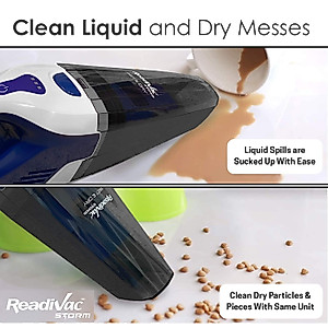 ReadiVac Kirby Storm Handheld, Wet & Dry Vacuum Cleaner, Powerful Cordless Hand Vac for Home & Car, Small Lightweight Handvac, 22.2volt Lithium-ion Rechargeable Battery, Medium, Blue