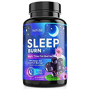 Built by Nature Sleep Burn - Premium 2-in-1 PM Sleep Formula for Men and Women, Night Time Sleep Supplement to Support Sleep, Made in USA, 60 Capsules