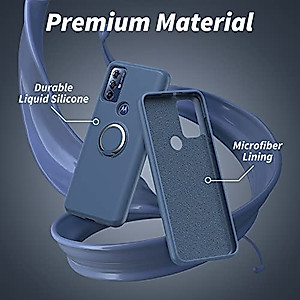 for Motorola Moto G Play 2023 | G Power 2022 | G Pure 2021 Case: with 2 Pack Tempered Screen Protector & Built in 360° Adjustable Ring Kickstand Shockproof Protection Soft TPU Silicone Phone Cover