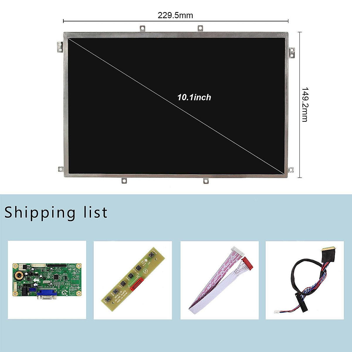 10.1 inch HSD101PWW1 1280x800 40pin IPS LCD Screen and VGA LVDs Controller Board,with Location Holes