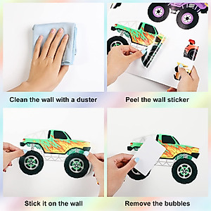 2 Sheet Trucks Wall Decal Transports Peel and Stick Wall Sticker for Boys Children's Room Nursery Bedroom Classroom