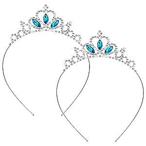 WLLHYF 2 Pieces Girls Crystal Tiara Headband Heart Rhinestone Princess Crown Headband Vintage Hair Bands for Kids Girls Women Wedding Prom Birthday Party