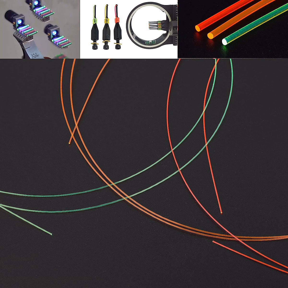 limaity L3.2ft Fiber Optic Sight Replacement Rod for Bow Sight Fluorescence Fiber Optic Sights Rod High Brightness Glow Stick Green/Red/Hunter Orange (Diameter 0.019"(0.5mm), Mixed Color)
