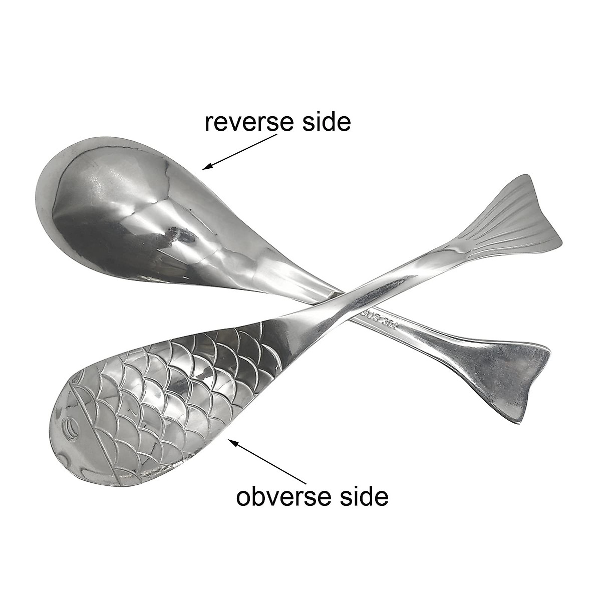 Pinenjoy 4Pcs Silver Fish Spoon 18/10(304) Stainless Steel Asian Soup Spoon Short Handle Spoon for Porridge Cereal Rice