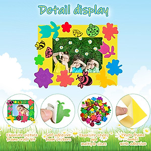 Spring Picture Frame Craft Kits for Kids, Foam Picture Frames DIY Craft Photo Frames with Flower Butterfly Foam Stickers for Home Classroom Game Activities Bulletin Board Decoration (177 Pcs)