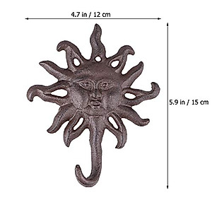 GANAZONO Curtain Tiebacks Hook Antique Cast Iron Wall Hooks Dual Prong Hat Hangers Robe Clothes Hanger Hook Sun Head Iron Art Sculpture Decor for Bathroom Bedroom Entryway Kitchen Decor