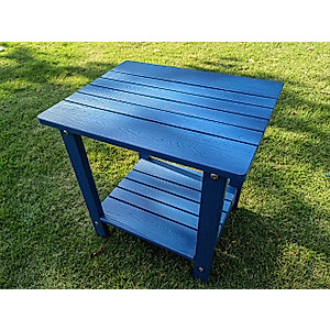 Byzane Double Adirondack Side Table, Weather Resistant, Rectangular End Table for Patio, Garden, Lawn, Indoor Outdoor Companion, Navy Blue