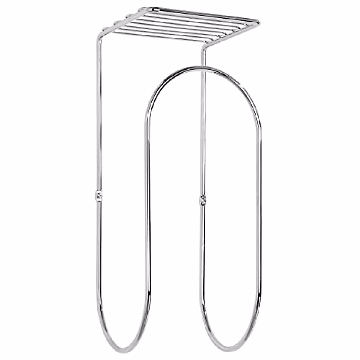 mDesign Modern Metal Wire Wall Mount Towel Rack Holder and Organizer with Storage Shelf - for Bathroom Towels, Washcloths, Hand Towels - Decorative Curved Design - Chrome