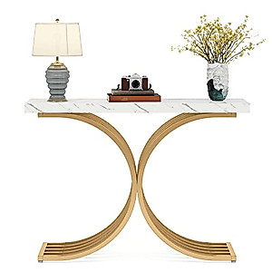LITTLE TREE 41 inches Gold Entryway Console Table, Sofa Table Accent Table for Living Room