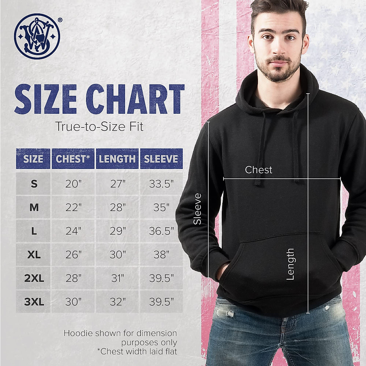 Smith & Wesson Farm & Firearms Official Licensed Apparel Men's Long Sleeve Solid Cotton-Poly Blend Graphic Logo Hooded Pullover Sweatshirt, Sizes S-2XL