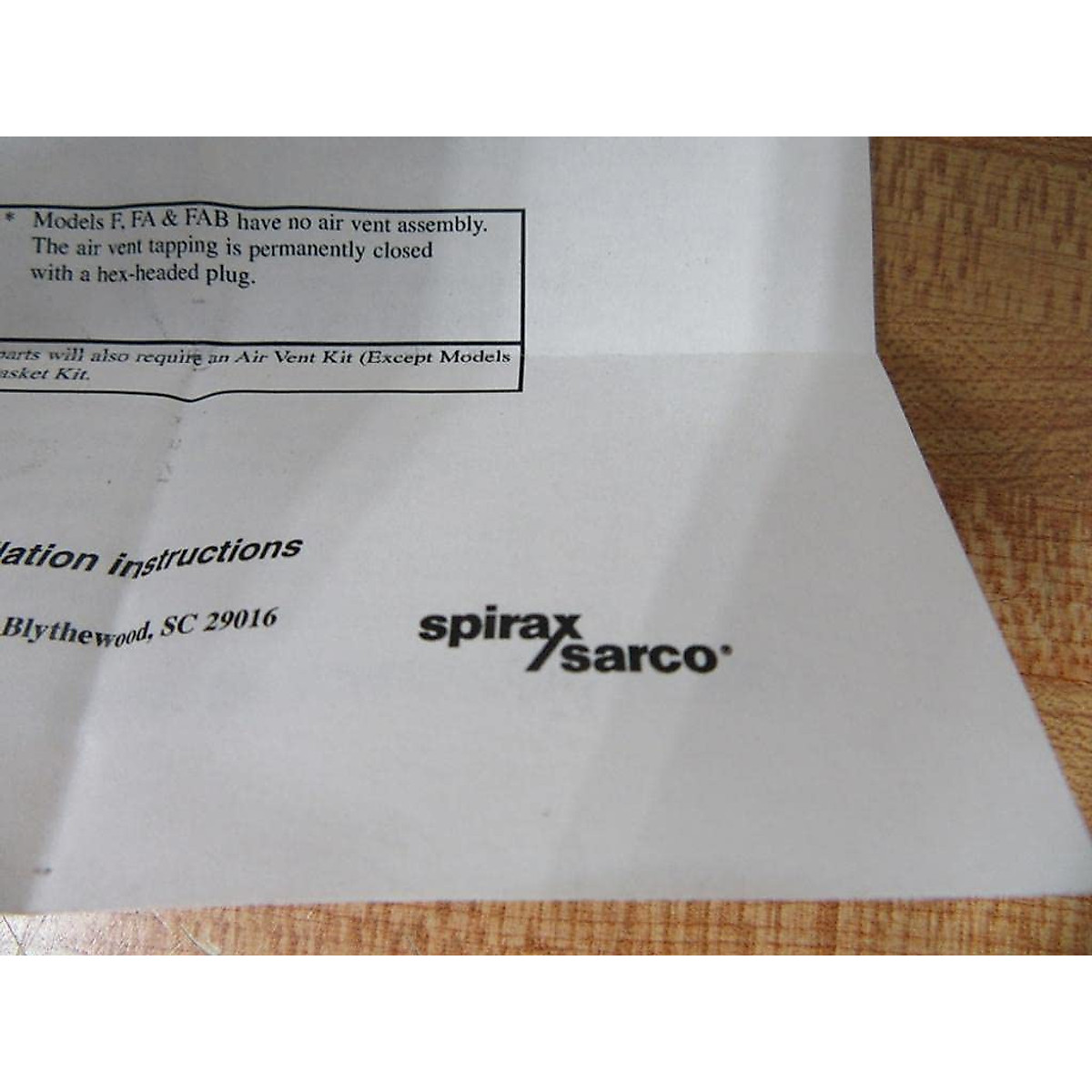 Spirax Sarco Inc. 58135 MECHANISM FOR FT-15 2"