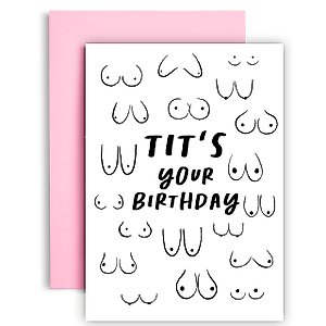 Huxters ‘Tit’s Your Birthday’ Humourous A5 Boob Card - Rude Gift for Her - Cheeky and Funny - Recyclable Paper with Envelope - Fun Greetings Card, FSC Certified and Sustainable…