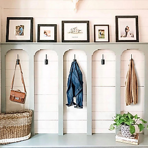 Homanu 14 Pack Coat Hooks, Heavy Duty Coat Hooks Wall Mount with 28 Screws, No Rust Double Hooks Black Hooks for Towel, Coat, Scarf, Bag, Hat, Cup, Key