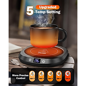 Coffee Mug Warmer -4S Fastest Heating Coffee Cup Warmer for Desk，5 Temp & 1-12H Timer Settings Auto Shutoff Candle Warmer,Ideal Coffee Gift Accessories with Greeting Card Keep Beverages Coffee Warmer
