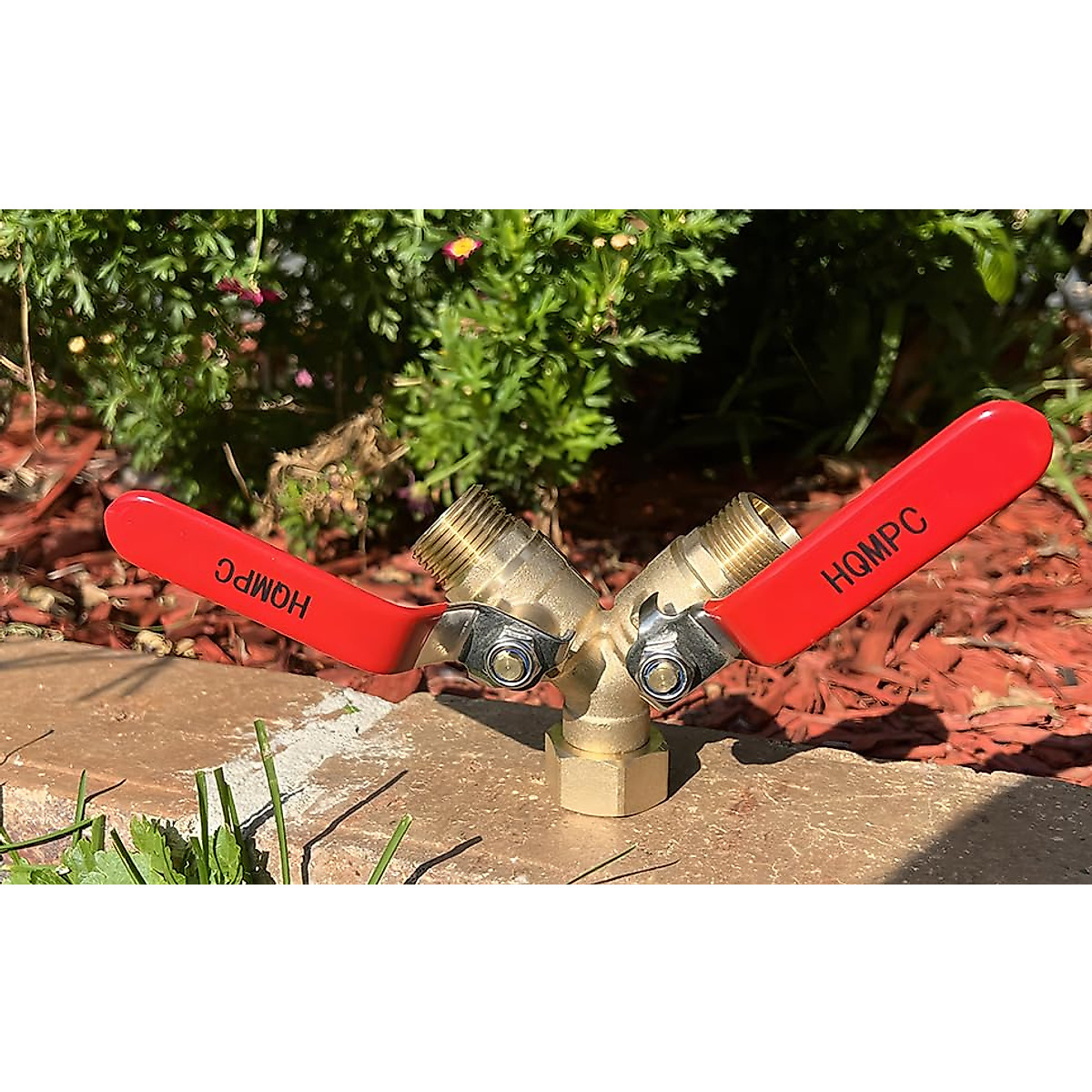 HQMPC Garden Hose Y Valve Hose Splitter Brass Hose Splitter with Solid Brass Handle Brass Y Valve Water Garden Hose Adapter 2 Way Y Valve 3/4" GHT Thread