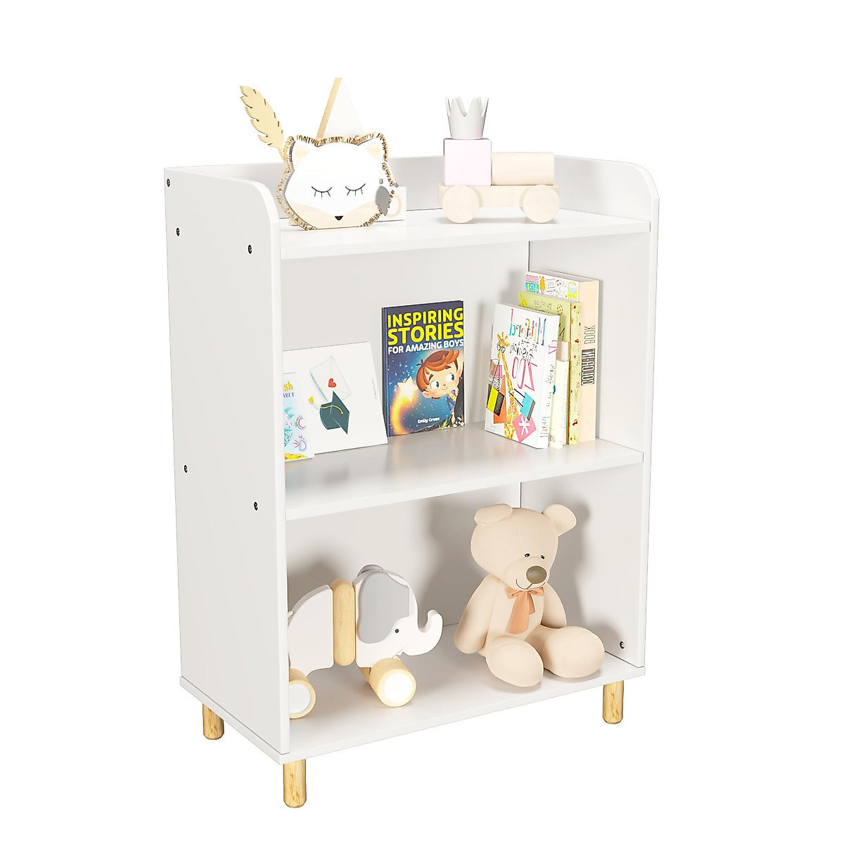 Zacis Kids Bookcase, 3-Tier Book Shelf Book RackToy Organizer Cabinet for Kids Room,Nursery, Playroom, Bedroom