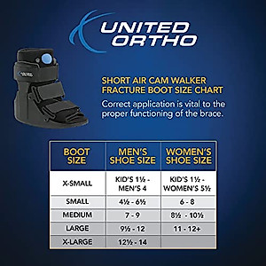 United Ortho Short Air Cam Walker Fracture Boot, Fits Left or Right, Extra Small, Black